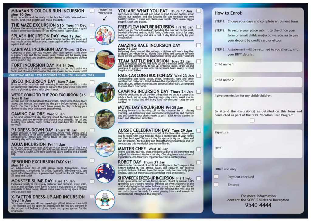 VACATION CARE HOLIDAY PROGRAM – SCBC News