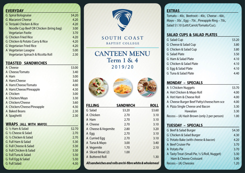 CANTEEN MENU SCBC News CANTEEN MENU SCBC News